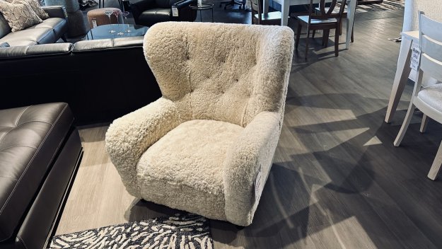 Troels Denmark Great Dane Shearling Wool Chair $2899 - Rubin's Furniture